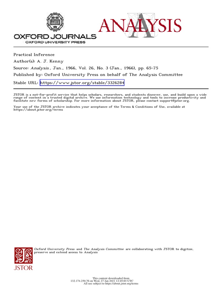 1966 - Kenny - Practical Inference | PDF | Logic | Inference