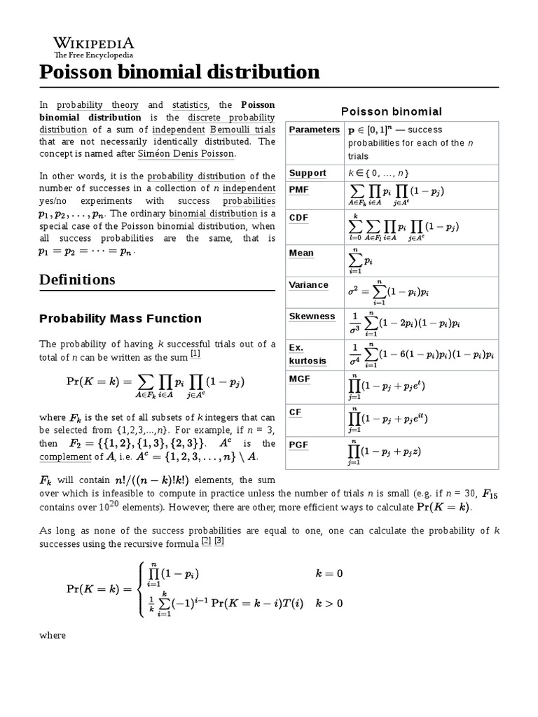 Poisson Binomial Distribution Explained | PDF | Statistics ...