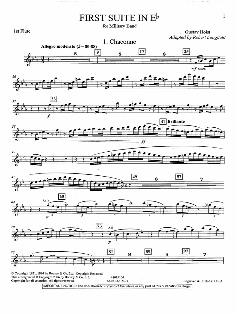 First Suite in Eb, G.Holst (Adapt. R. Longfield) Partes Todas | PDF