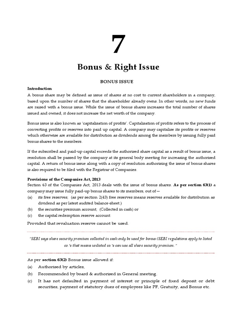 7 Bonus Right Issue | PDF | Equity (Finance) | Debits And Credits