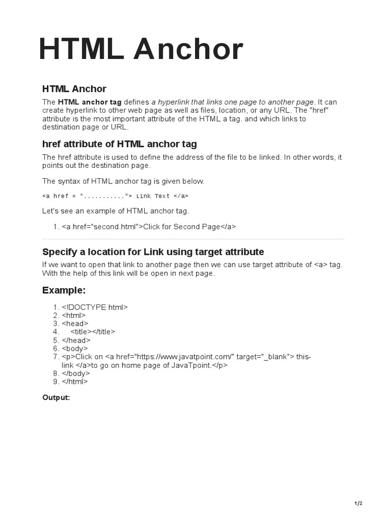 12.HTML Anchor Tag | PDF