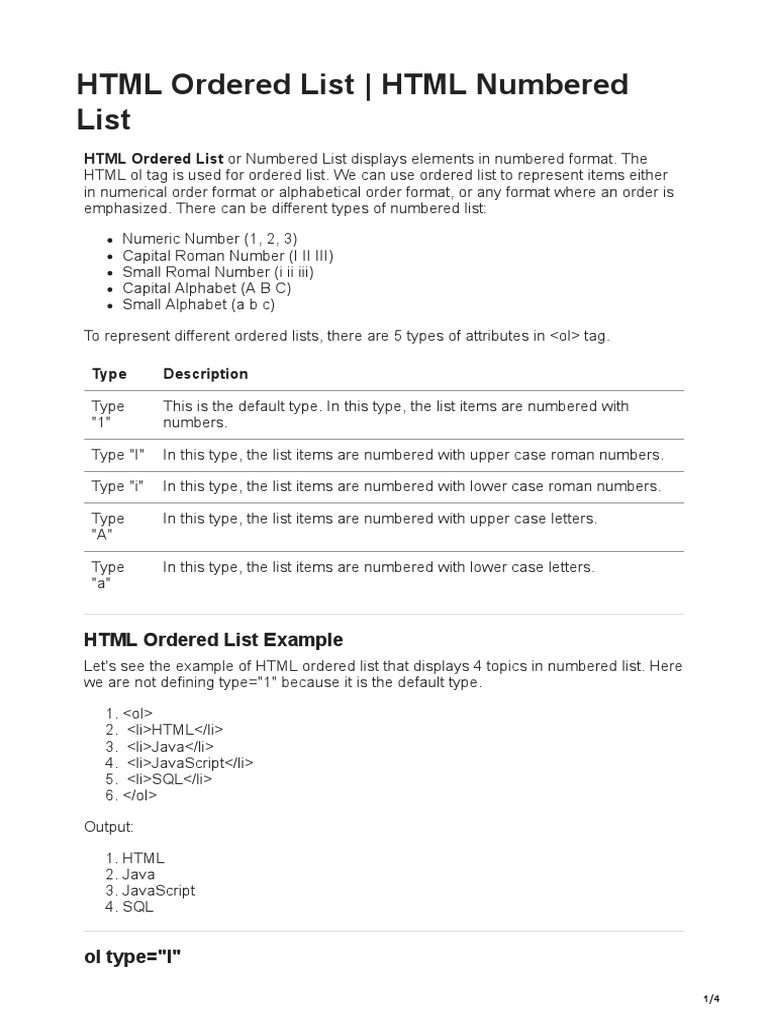 16.order Lists | PDF | Html Element | Java Script