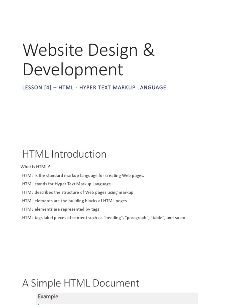 WDD - Hyper Text Markup Language | PDF | Html | Html Element