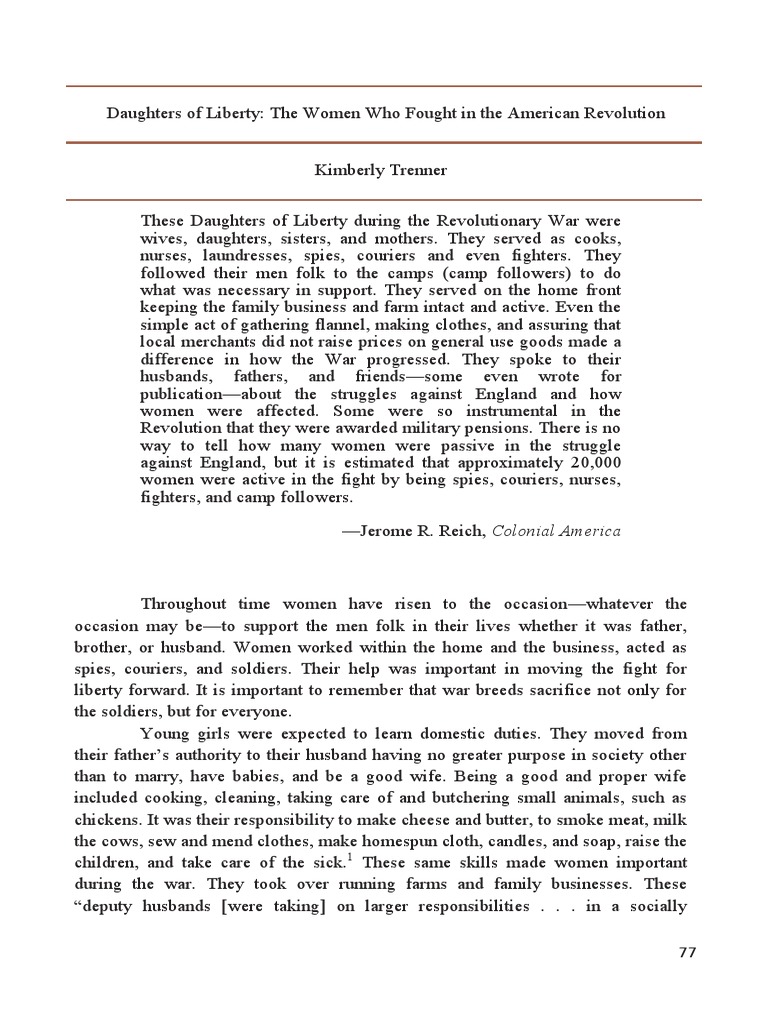 Daughters of Liberty in the Revolution | PDF