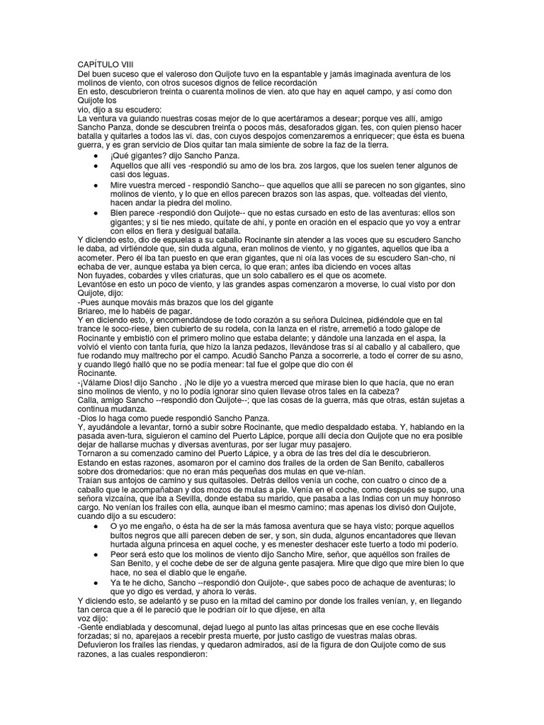 Don Quijote y la aventura de los molinos | PDF | Don Quijote