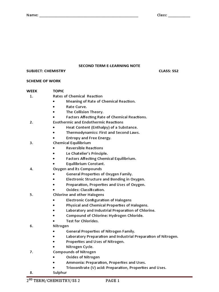 2ND Term S2 Chemistry... - 2 | Download Free PDF | Reaction Rate | Chemical Reactions