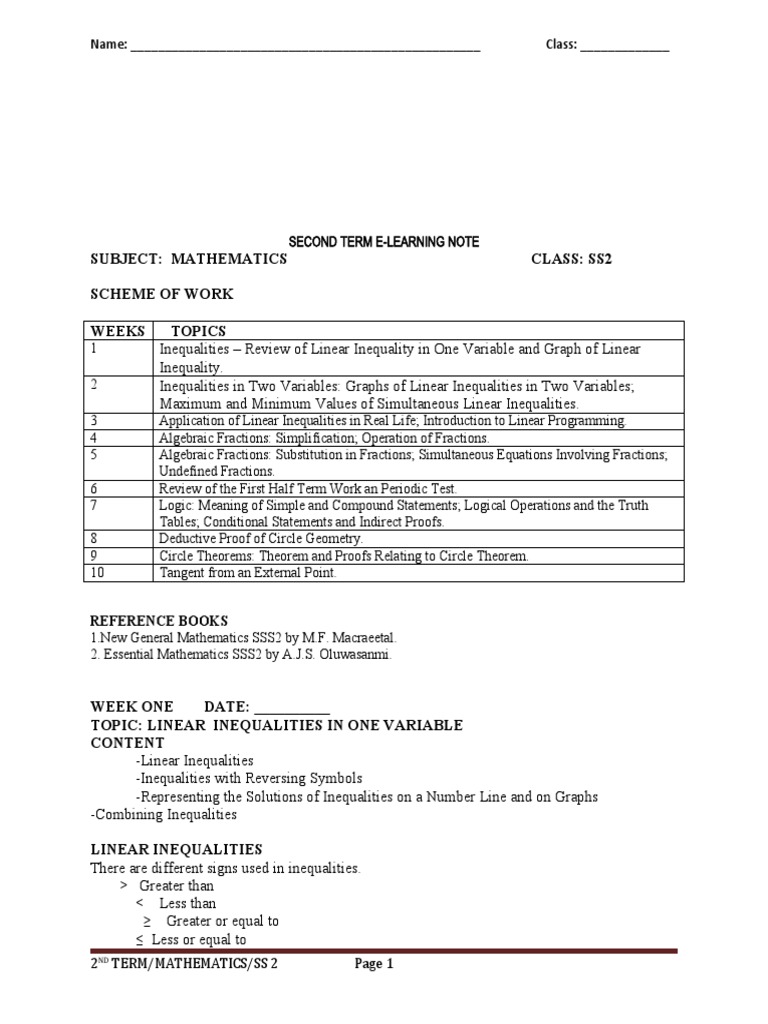 2ND Term S2 Mathematics - 2 | PDF | If And Only If | Mathematical Logic