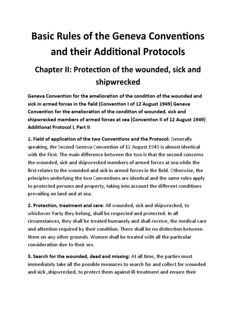 Basic Rules of The Geneva Conventions and Their Additional Protocols ...