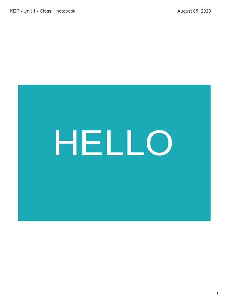 KDP - Unit 1 - Class 1 | PDF
