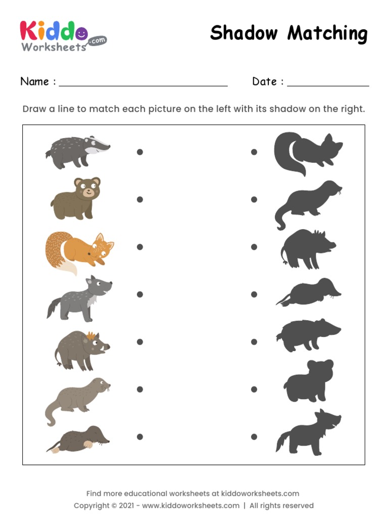 Shadow Matching Animal Worksheet | PDF | Games & Activities