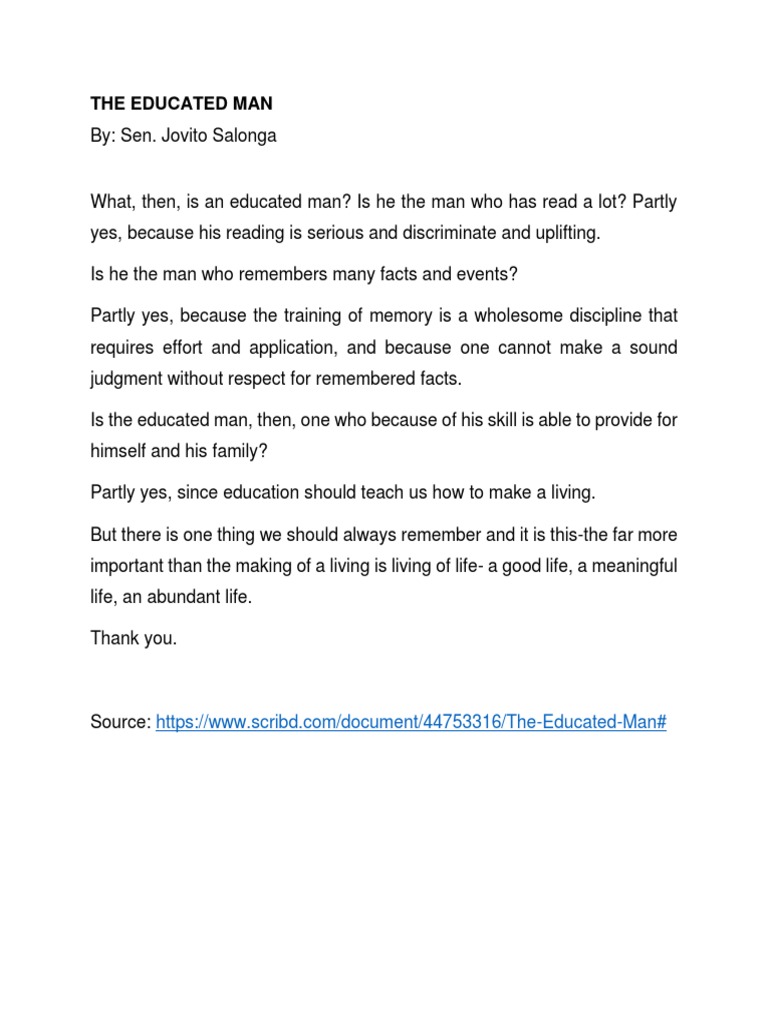 The Educated Man Pdf