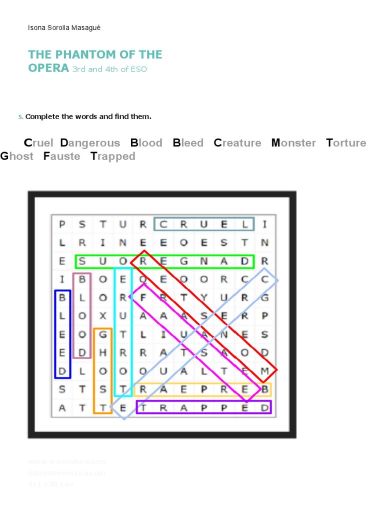 The Phantom of The Opera Activities | PDF