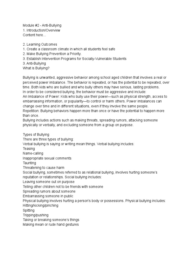 Module #2 - Anti-Bullying | PDF