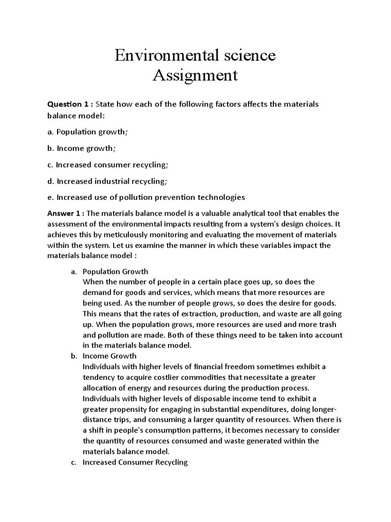 Environmental Science Assignment | PDF