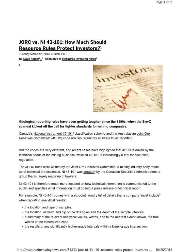 Jorc Vs 43-101 Resources | PDF