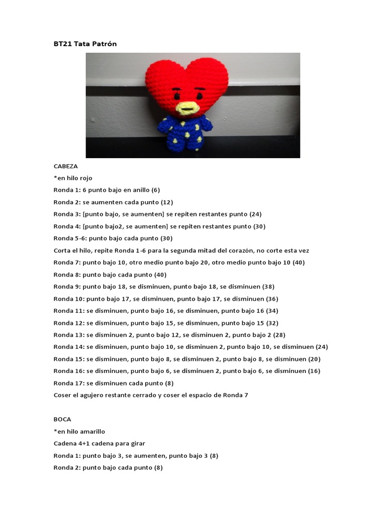 BT21 Corazón Tata - Paigeecrochet - PDF | PDF
