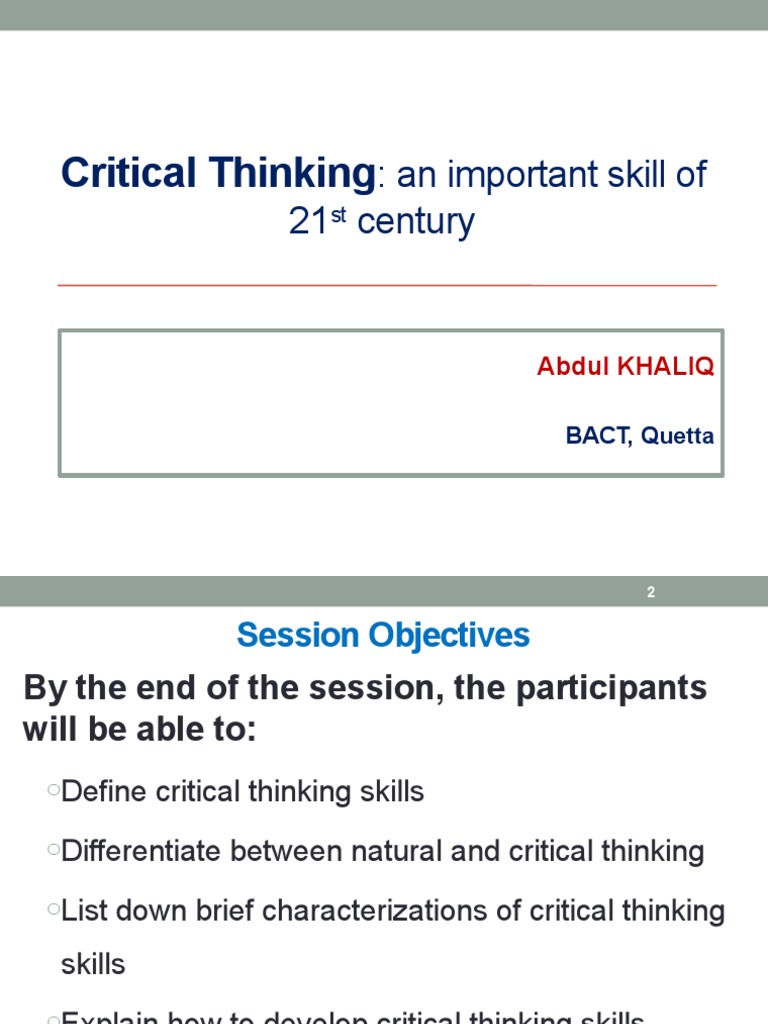 Presentation On Critical Thinking Skills | Download Free PDF | Critical ...