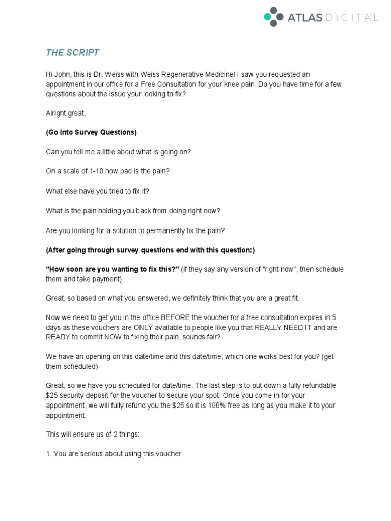 Calling - Advanced Appointment Booking Script | PDF