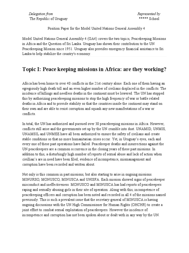 Model Position Paper For MUN | PDF | Economic Growth | Economies