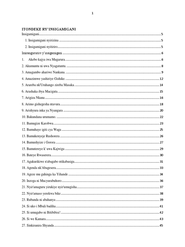 Insigamigani Nyarwanda | PDF | Languages Of Africa | Linguistics
