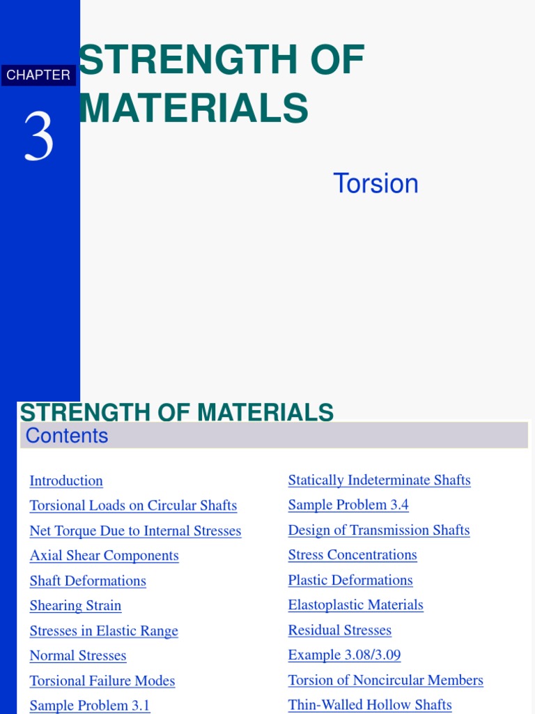 3 Torsion | PDF | Stress (Mechanics) | Strength Of Materials
