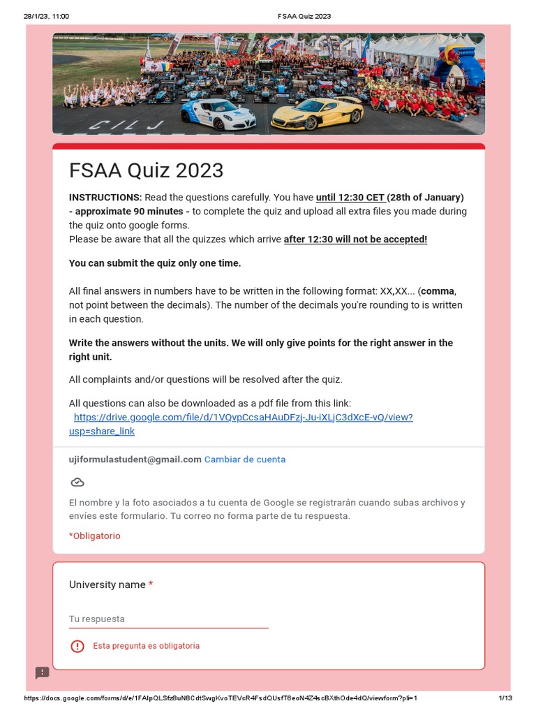 Fsaa Quiz 2023 | PDF