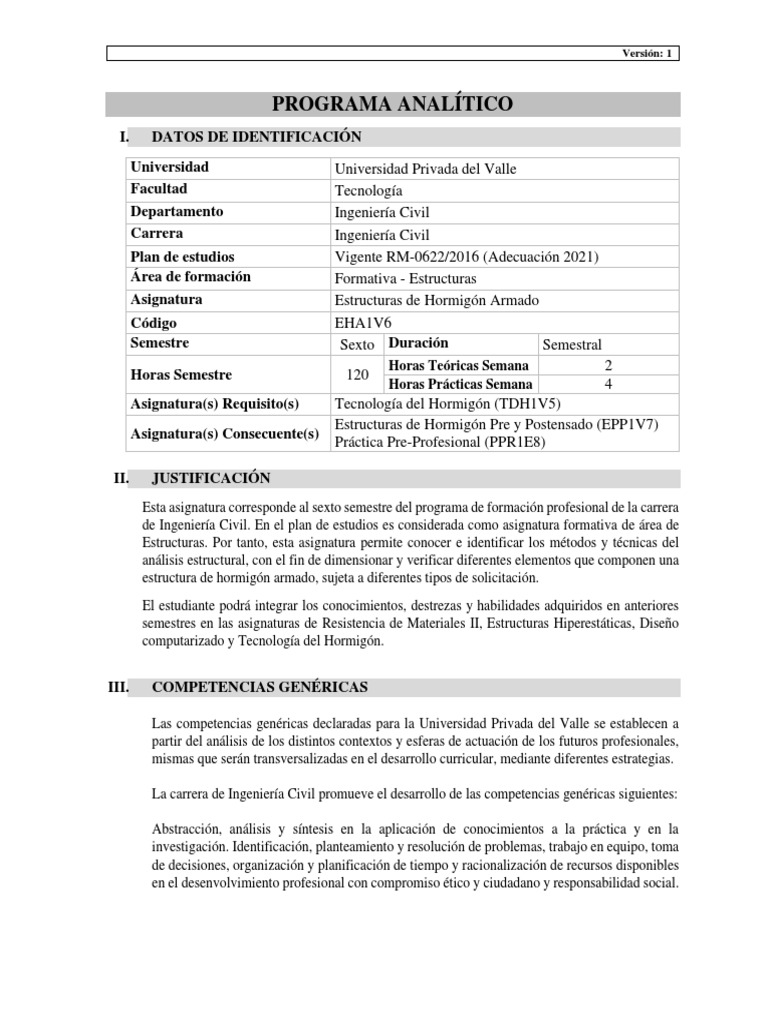 Estructuras de Hormigón Armado: Programa 2021 | PDF | Evaluación | Viga ...