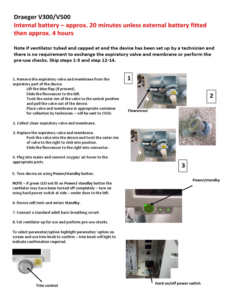 Draeger V300/V500 Ventilator Setup Guide | PDF | Computers