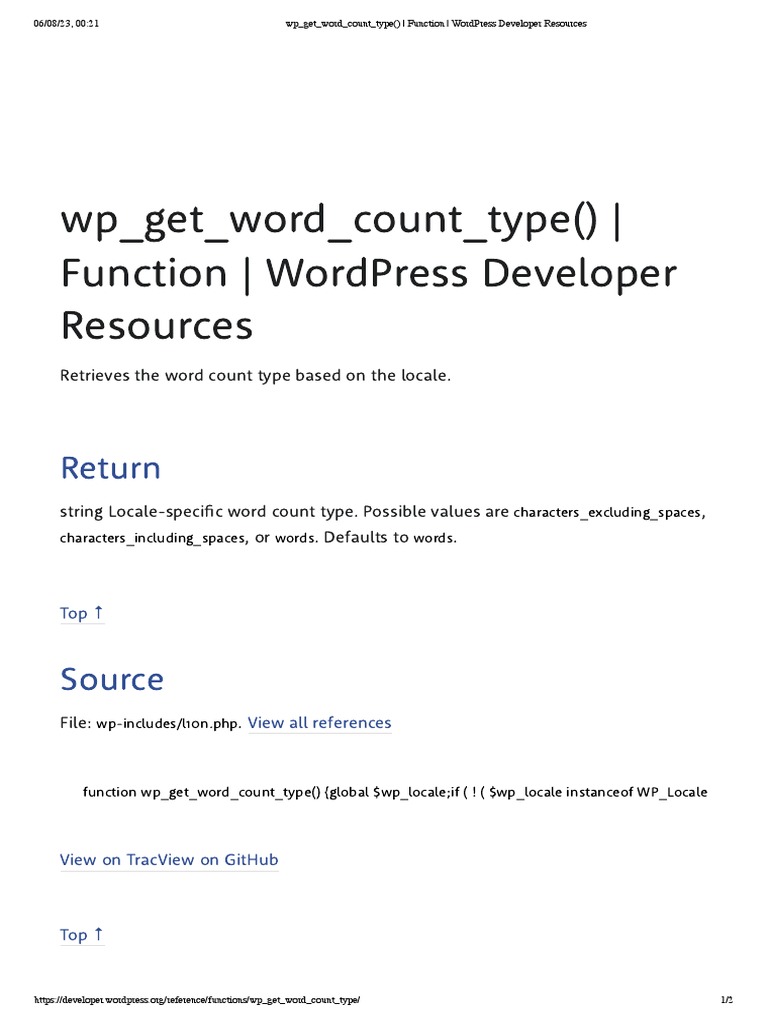 WP Get Word Count Type Function WordPress Developer Resources | PDF
