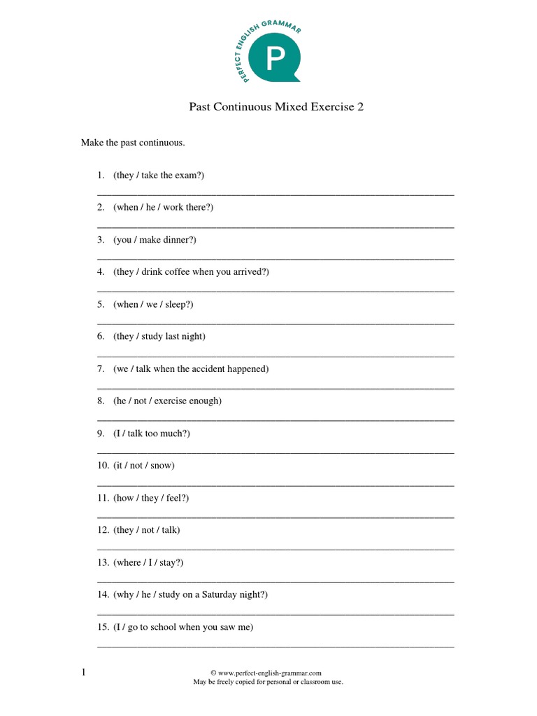 Past Continuous All Forms Mixed Exercise 2-1-2 | PDF Past Continuous All Forms Mixed Exercise 2-1-2 | PDF