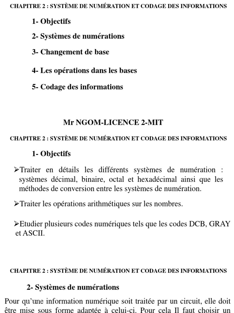 CHAPITRE 2 - Systeme de Numeration | PDF | Conventions de nommage | Code (information)
