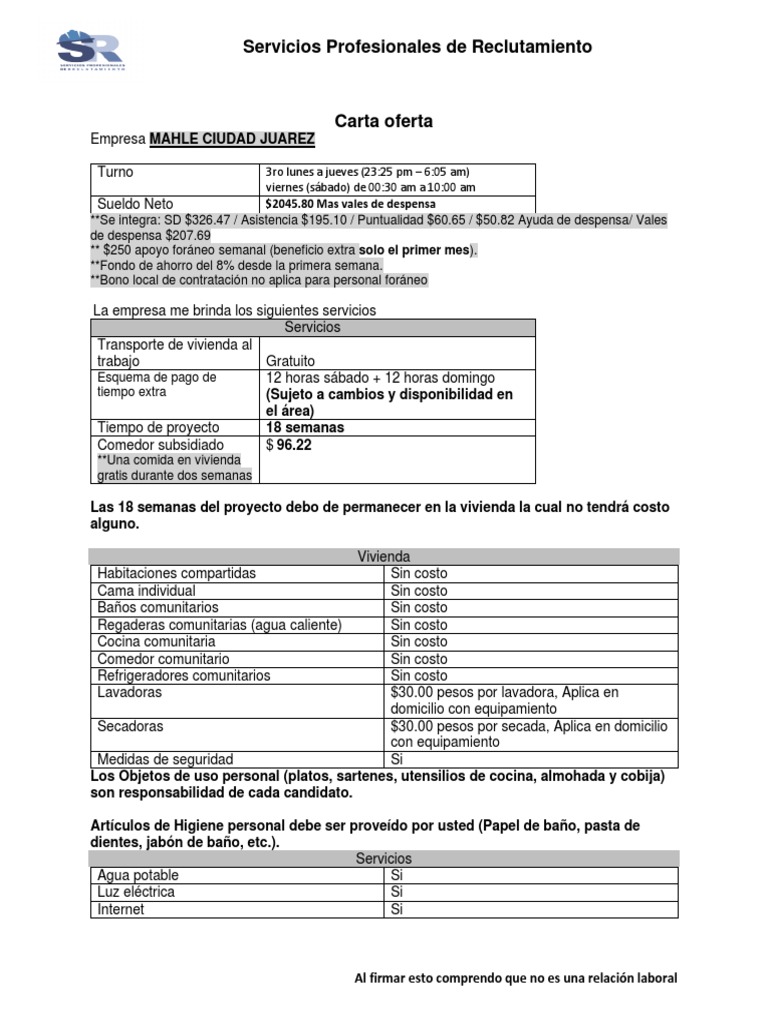 Oferta de Empleo en MAHLE Juárez | PDF | Economias