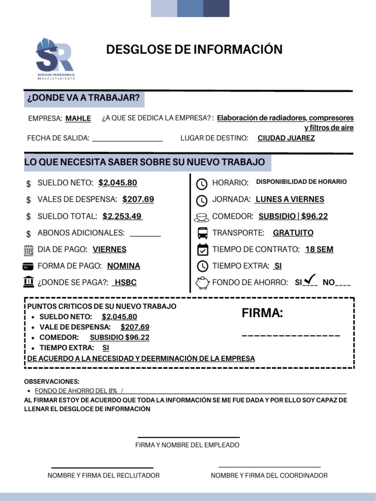 Detalles Laborales en MAHLE Juárez | PDF | Derecho