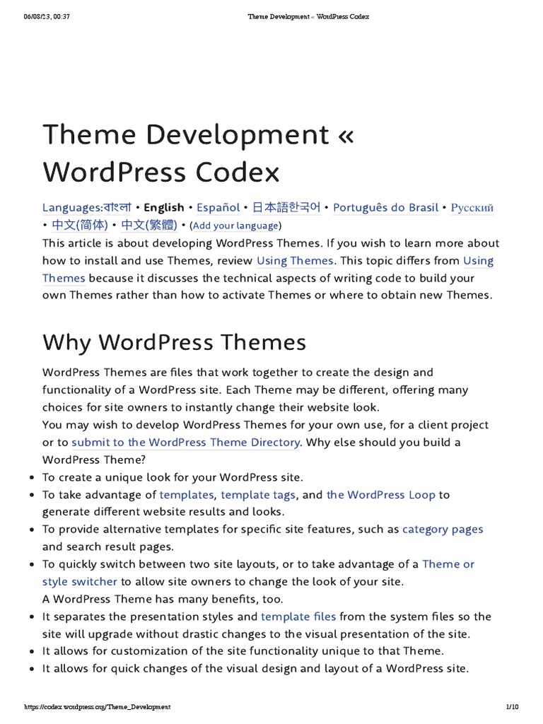 Theme Development WordPress Codex | PDF | Word Press | Menu (Computing)