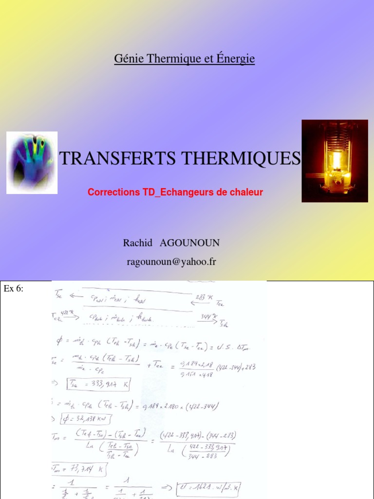 TD-Corrigé-Echangeurs de chaleur-AGOUNOUN-GTE-S4 | PDF | Méthodes et références pédagogiques ...