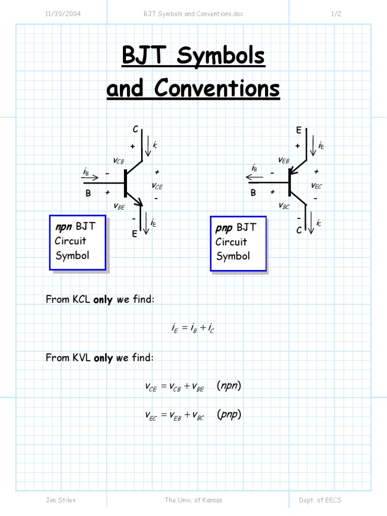 BJT Circuit Symbols and Conventions | PDF