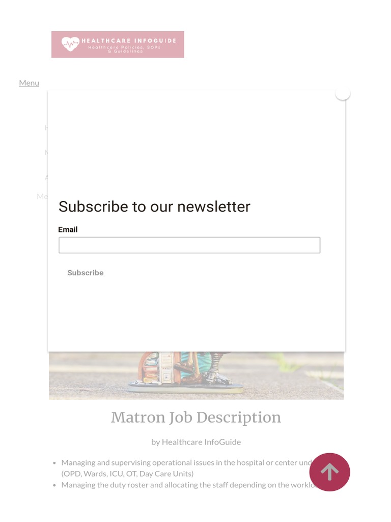 Matron Job Description - Healthcare InfoGuide | PDF | Nursing | Hospital