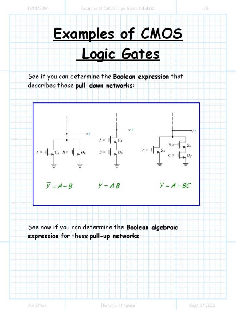 CMOS Logic Gates and Boolean Expressions | PDF | Teaching Methods ...