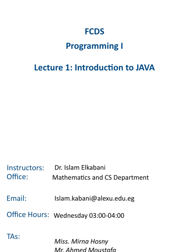 Lec 1 | PDF | Java (Programming Language) | Computer Program Lec 1 | PDF | Java (Programming Language) | Computer Program
