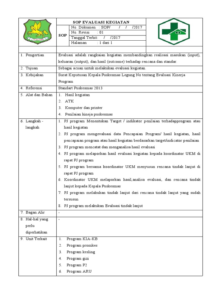 Sop Evaluasi Kegiatan | PDF