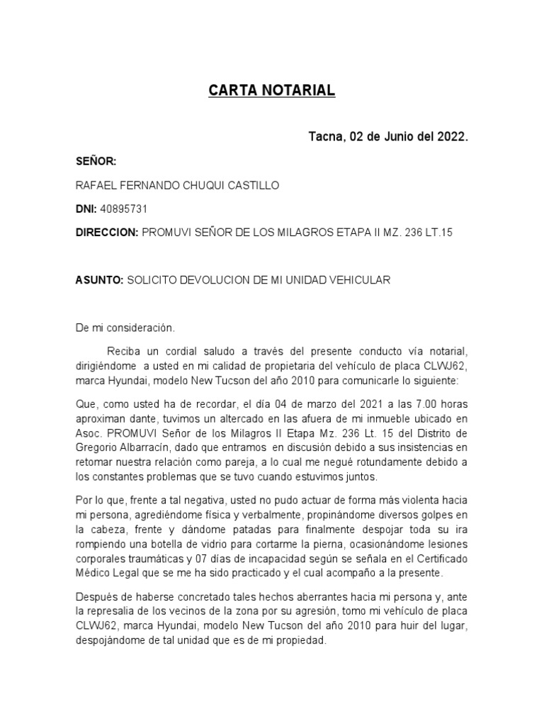 Carta Notarial YANNET | PDF