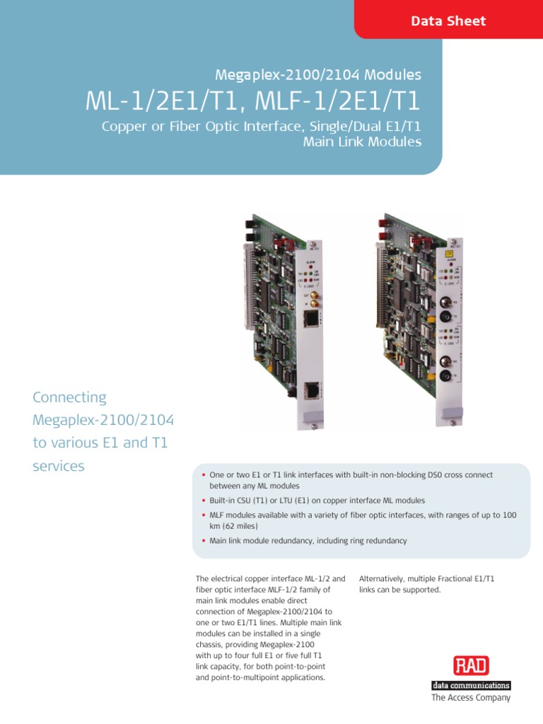 Megaplex-2100/2104 E1/T1 Link Modules | PDF | Public Switched Telephone ...