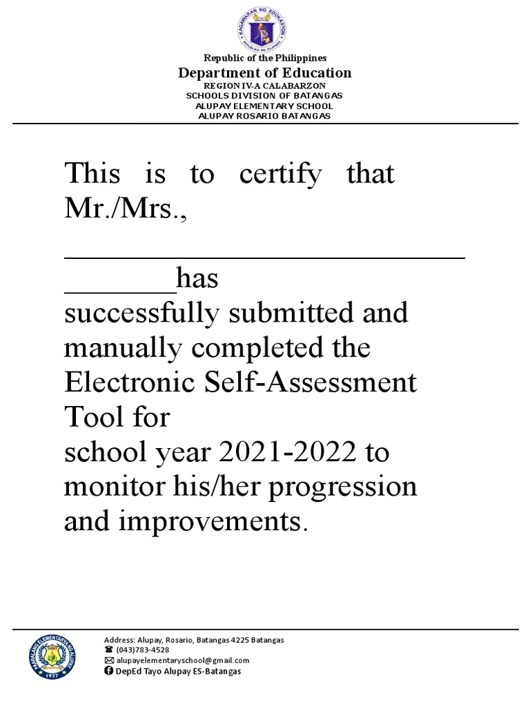 Certification From Ict On E-Sat | PDF | Government | Philippines