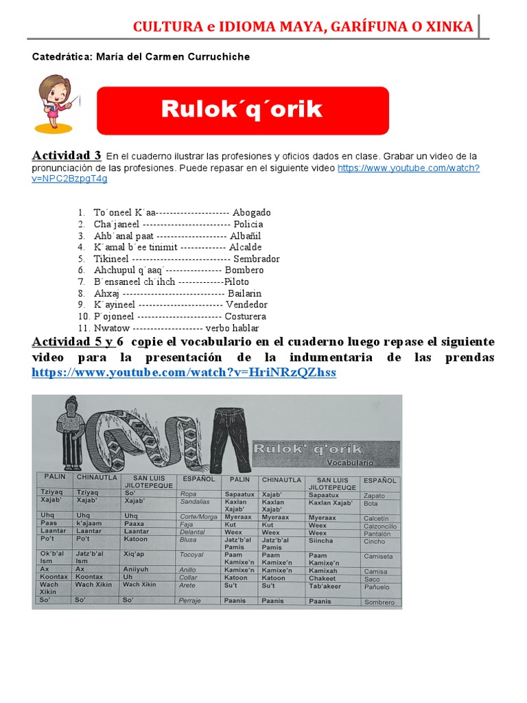 Actividades de Cultura Maya | PDF