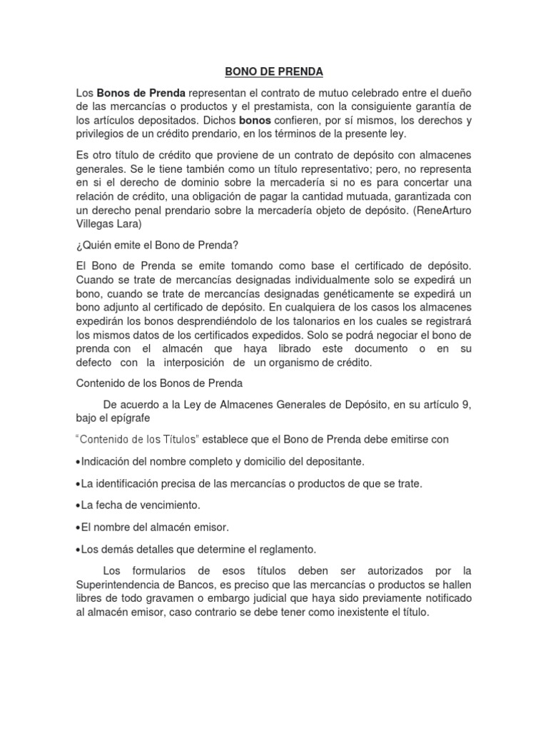 Guía sobre Bonos de Prenda | PDF | Bancos | Crédito