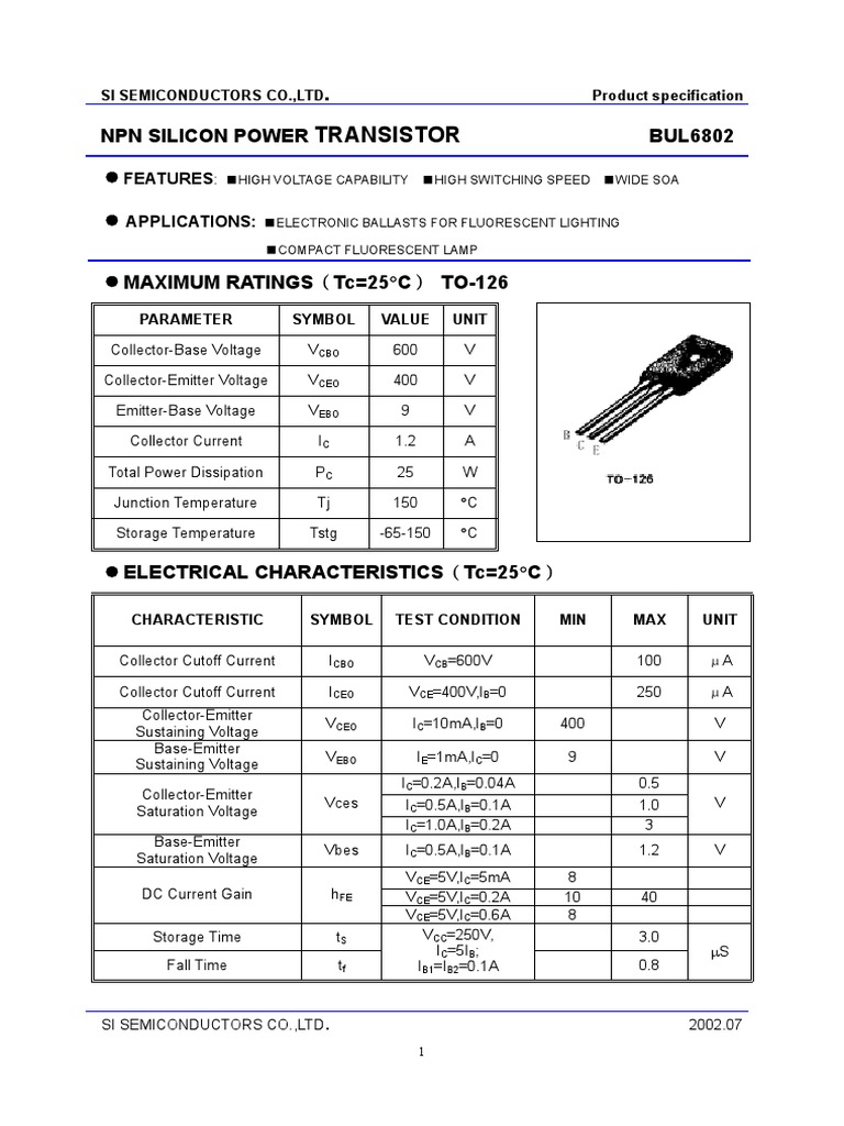 BUL6802 | PDF | Bipolar Junction Transistor | Manufactured Goods