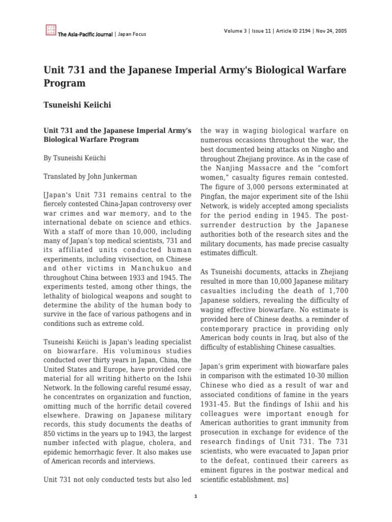 Japan's Unit 731: Biowarfare History | PDF | Social Science