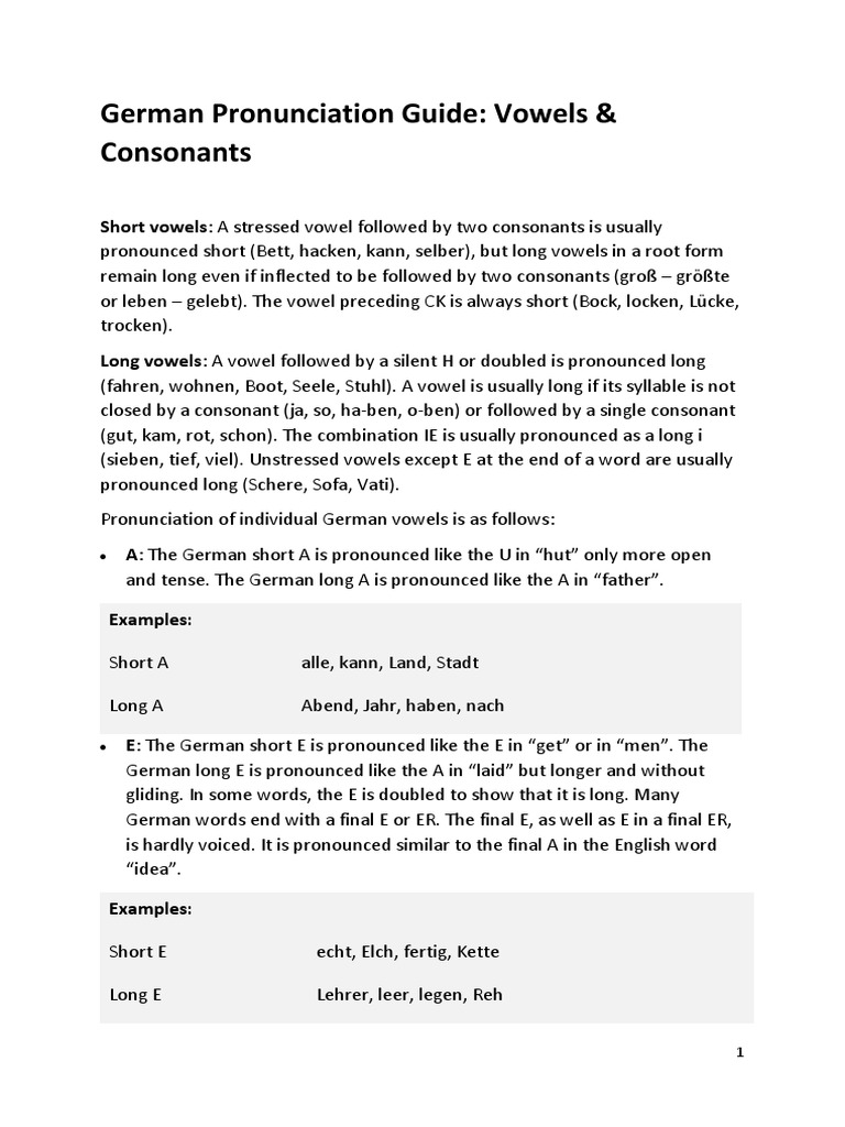 German Pronunciation Essentials Guide | PDF | English Language | Syllable