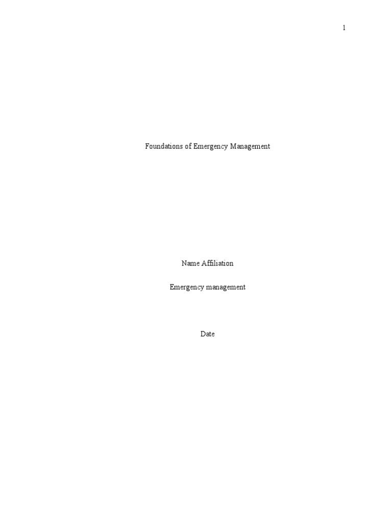 Foundations of Emergency Management - Edited | PDF | Emergency ...