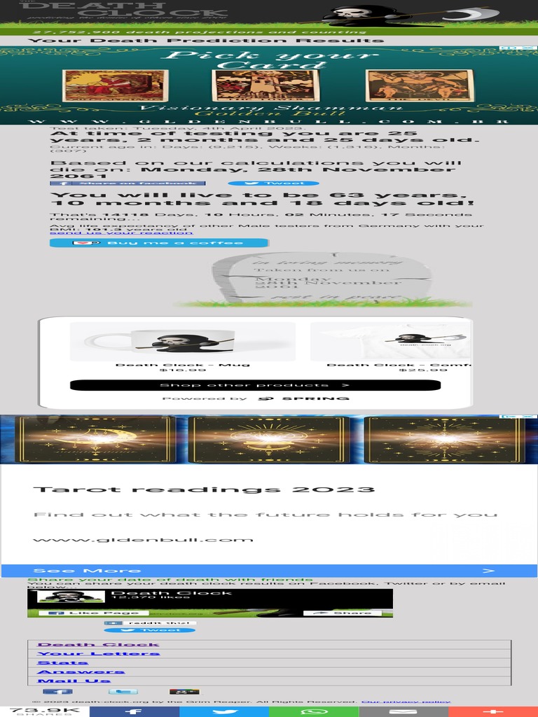 Your Predicted Death Date and Countdown | PDF